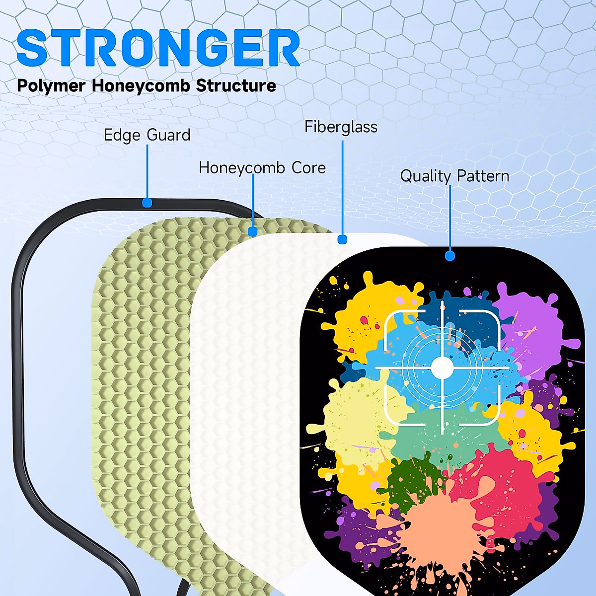USAPA Approved Pickleball Paddles Set of 2, Cute Design Fiberglass Surface Pickleball Paddles Set, 4 Pickleball Balls, & Carry Bag, Pickle Ball Paddle Gifts for Beginners & Pros