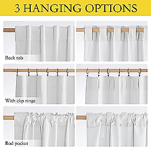 NICETOWN Back Tab 100% Blackout Linen Curtains with Thermal Insulated White Liner, White, 52 inches Wide, 84 inches Length Energy Saving Curtains for Living Room 2 Panels Set, Vertical Blinds