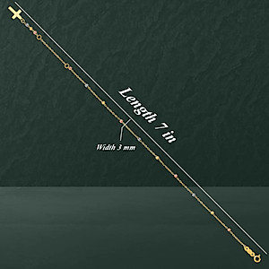 Auriga Fine Jewelry 14k Tri Colored Gold Diamond Cut Beaded Cross Bracelet 7"