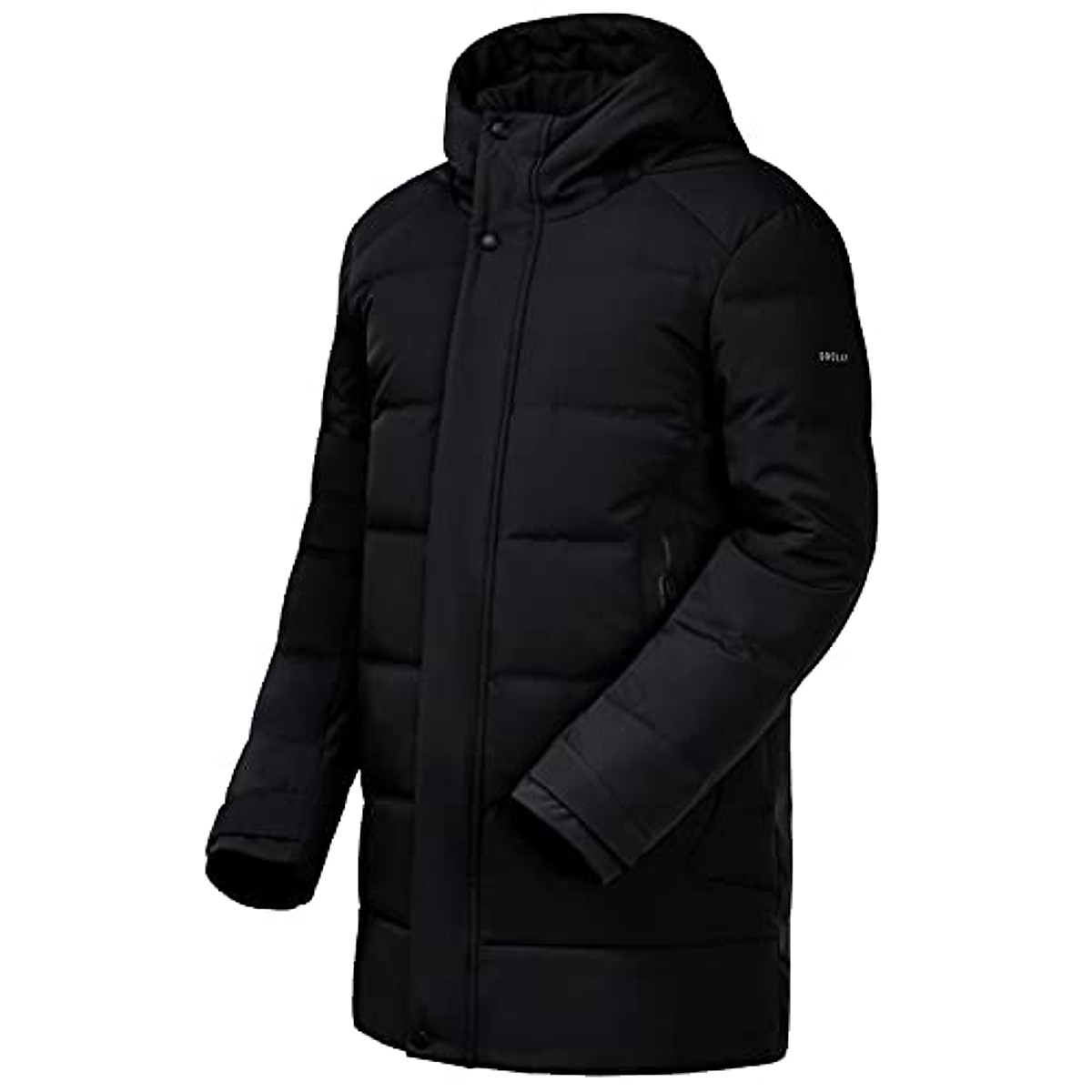 Orolay Men's Double Snap Winter Down Coat Thickened Jacket with Stand Collar Pirate Black M