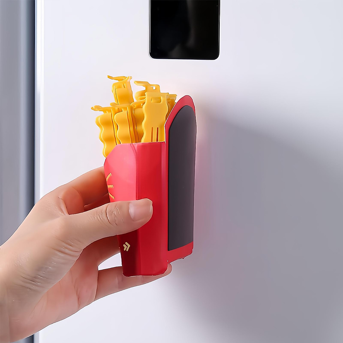 Whimsical Fries Magnetic Food Clips - Set of 12 chip clips: Keep Food Fresh & Organized | Novelty Design for Fridge | Cute & Practical Kitchen Accessory | Securely Seal Bags & Packages | Food Clips