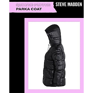 Steve Madden Women's Winter Jacket - Heavyweight Quilted Puffer Parka Coat - Faux Fur Lined Outerwear Jacket for Women (S-XL), Size Medium, Black