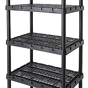 Gracious Living 5 Shelf Knect-A-Shelf Ventilated Extra Heavy Duty Storage Unit 24 x 36 x 72 Organizer System for Home, Garage, Basement & Laundry, Black
