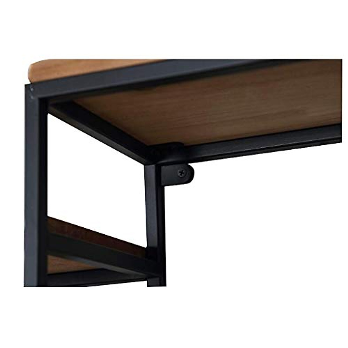 PIBM Stylish Simplicity Wall-Mounted Shelf Wrought Iron Wooden Ledge Living Room Bedroom for Bookshelf Storage Display Wine Glass Rack Floating Decorative Unit Frame Retro Creative Style