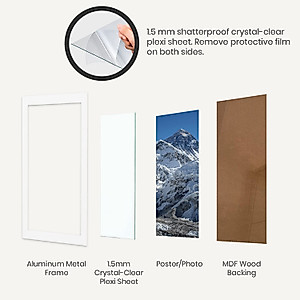 Opposite Wall Aluminium Metal Picture Frame, 16x20 in. | 41x51 cm White Sleek Matte, Lightweight, Shatterproof and Durable, Perfectly Crafted for Picture, Poster, Photo and Collage Displays