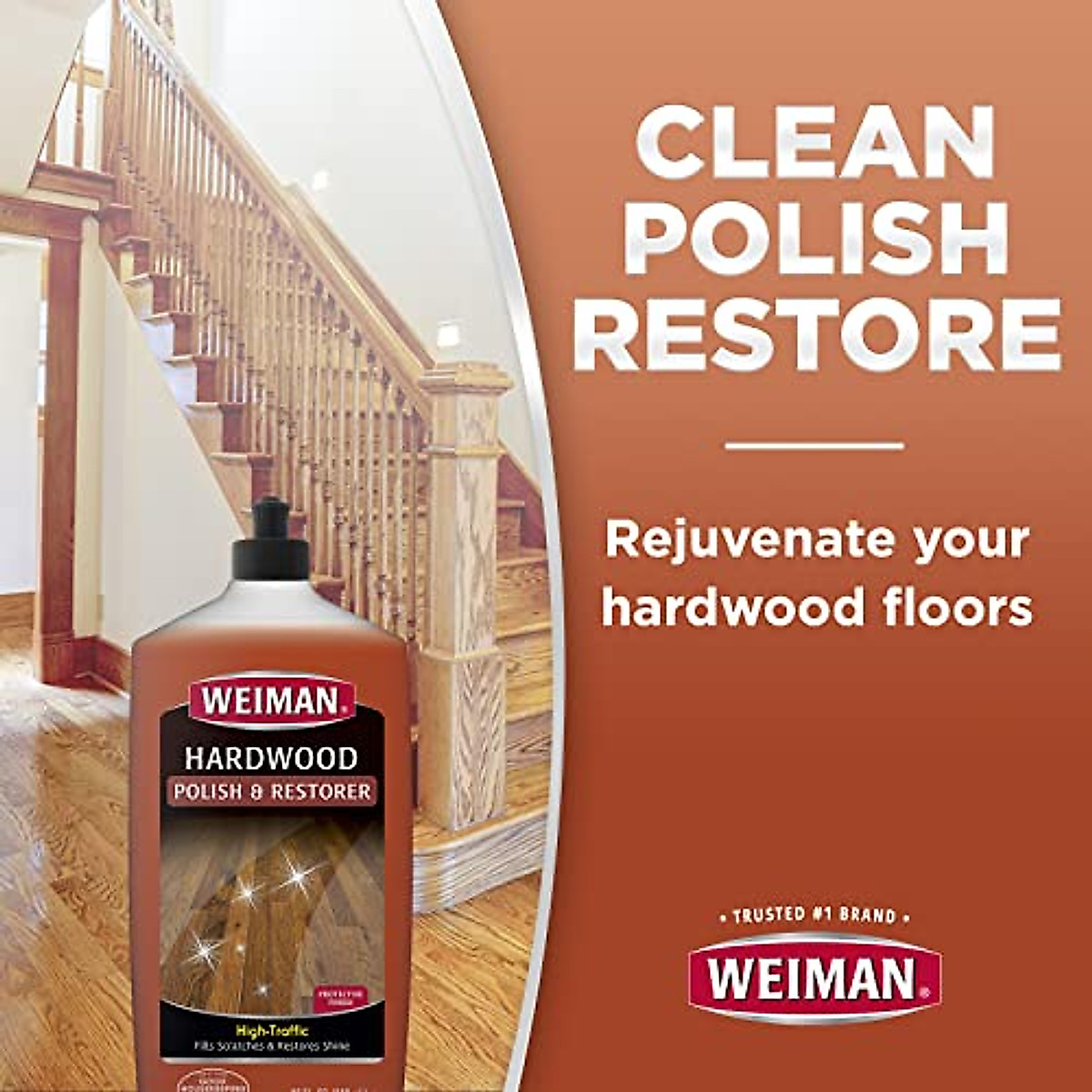Weiman High-Traffic Hardwood Floor Polish and Restorer - Natural Shine, Removes Scratches, Leaves Protective Layer 32 fl. oz