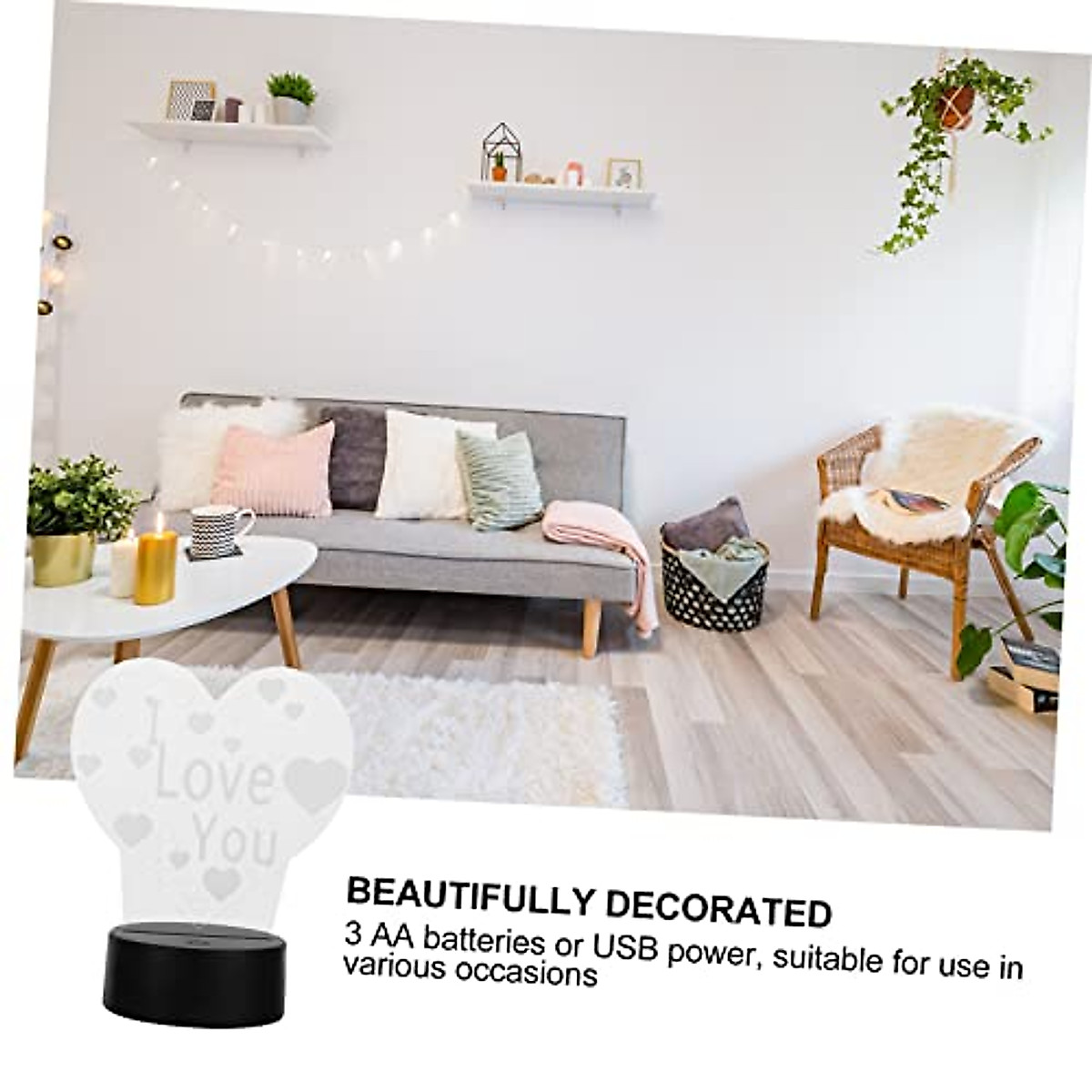 ARTIBETTER 1pc Love Colorful Night Lamp Bedroom Atmosphere Light Party Decorative Light 3D Party Night Light Romantic Night Light Romantic Gift Love Night Lights LED Night Lights Desk Topper