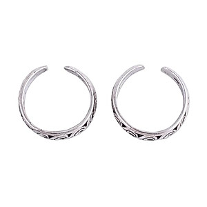 NOVICA Artisan Handcrafted Sterling Silver Toe Rings Pair of from India No Stone Wrap [width (each 2) 5 mm W] ' Fascinating Swirls' Pair