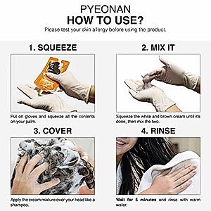 PYEONAN Instant Permanent Hair Dye Shampoo - Easy & Fast Hair Coloring for Men Women, Natural Black Hair Color, 5 PCS (Brown)