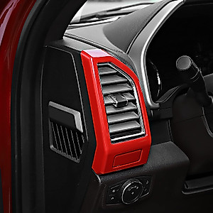 Voodonala Dashboard Side Air Vent Panel Cover Antiscratches Panel Cover for Ford F150 2015-2020(Red,2Pcs/Set)