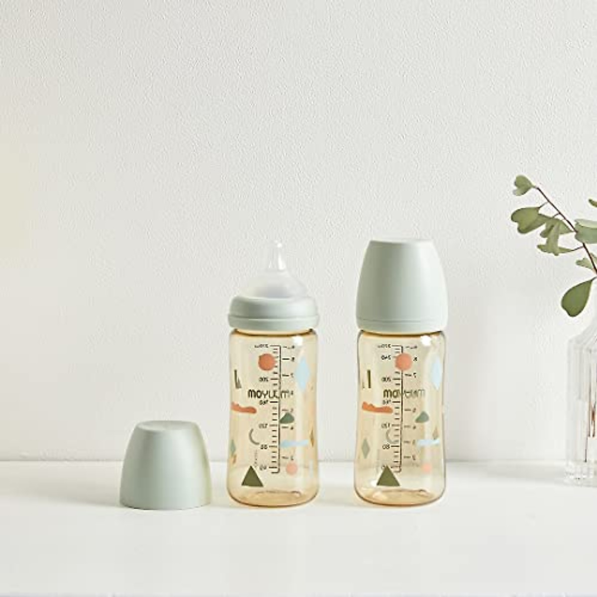MOYUUM PPSU All in One Feeding Bottle, Cloud Edition, 9oz, Sage (No Nipple Included)