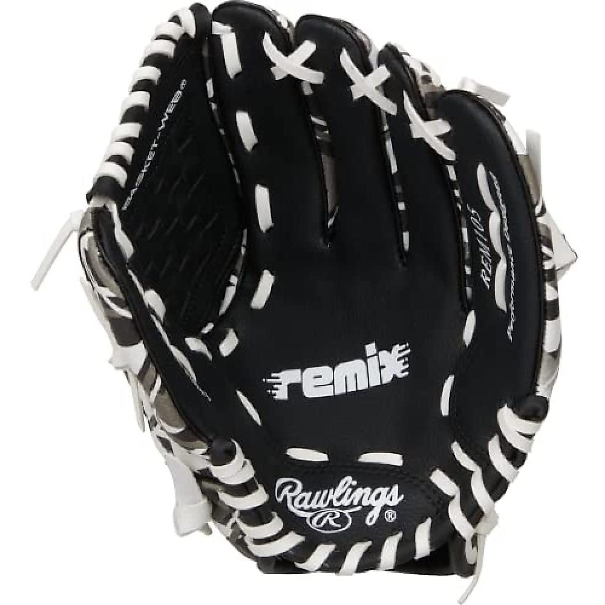 Rawlings Remix Series Youth 9" Tball Glove (Right Hand Throw), 24" Tball Bat & Tball Backpack Bag Set (Black/White/Silver)