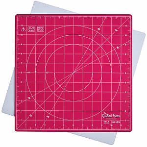 The Quilted Bear Rotating Cutting Mat 12" x 12" - Square Self Healing 360° Rotating Craft Cutting Mat with Innovative Locking Mechanism for Quilting & Sewing Your Choice of Colours Available! (Pink)