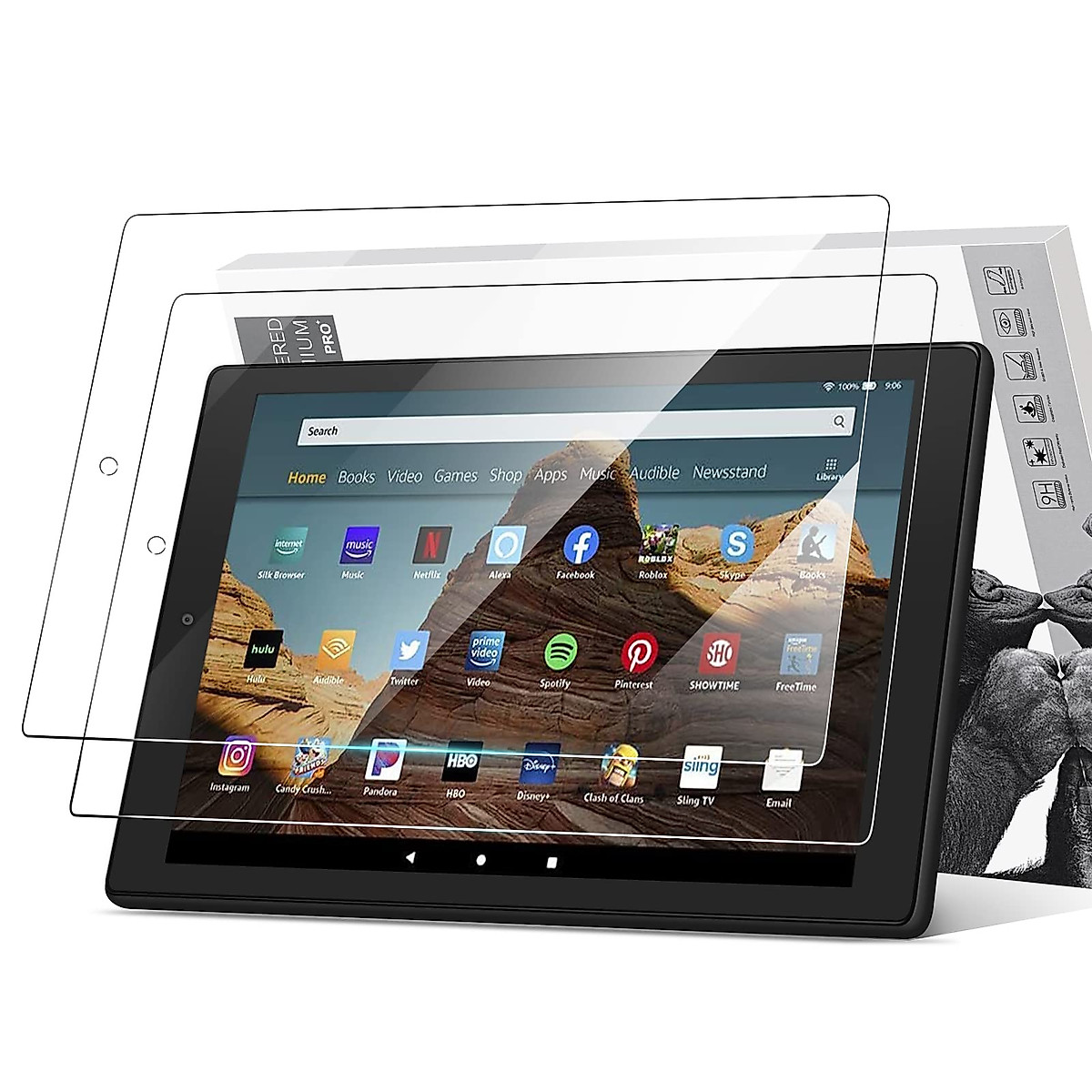 XinWoTuo Tempered Glass Screen Protector for Amazon HD 10 Tablet 10.1 inch (9th Generation 2019 Release and 7th Generation 2017 Release), Scratch-Resistant/Anti-fingerprint /2Pcs