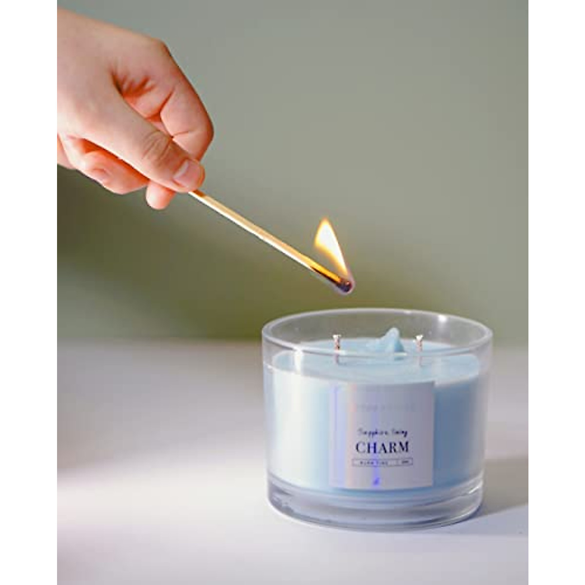 Impressive Natural Soy Lavender&Lemon Candles for Home Scented，Medium Jar Candles ，Candles Gift ，10.5oz 35Hour Burn Time 2-Wicks, Blue