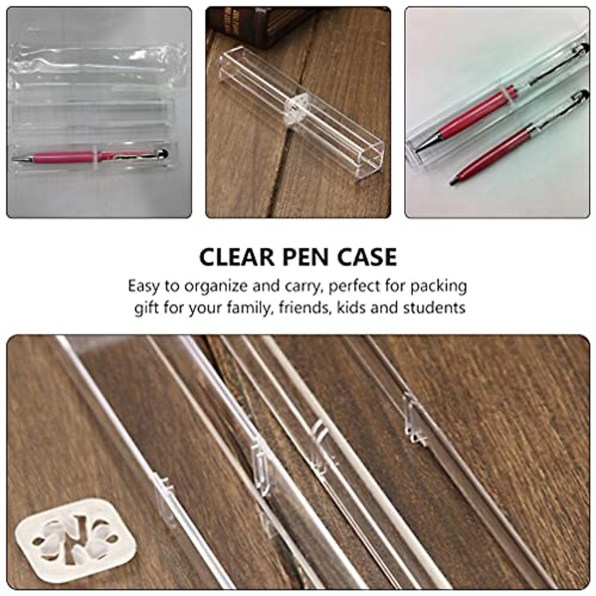 Healifty 20pcs Pen Gift Box Empty Ballpoint Pen Box Plastic Clear Pencil Boxes Pen Storage Case for School Office Collection