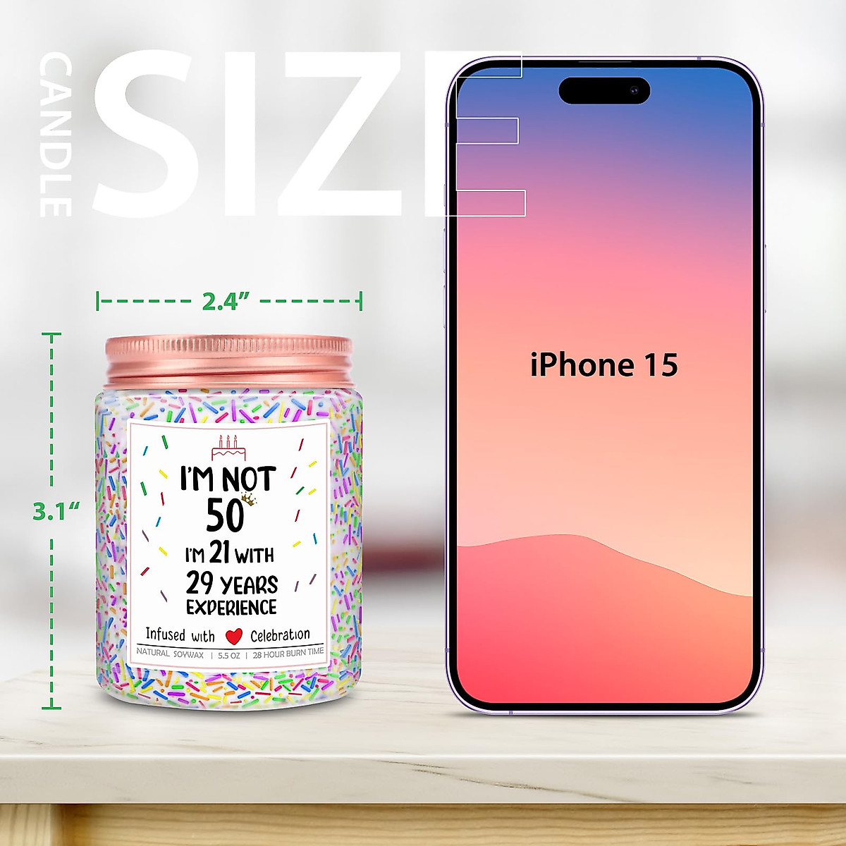 Happy Birthday Candle Gift for Women, Funny 50th Birthday Gifts Ideas for Friends, Unique Bday Presents for Mom, Wife, Grandma, Sister, Bestie, Vanilla Scented, 5.5 Oz