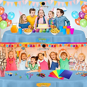 Grandipity 12 Pack Premium Disposable Plastic Tablecloth 84" Inch Decorative Round Table Cover - Sky Blue