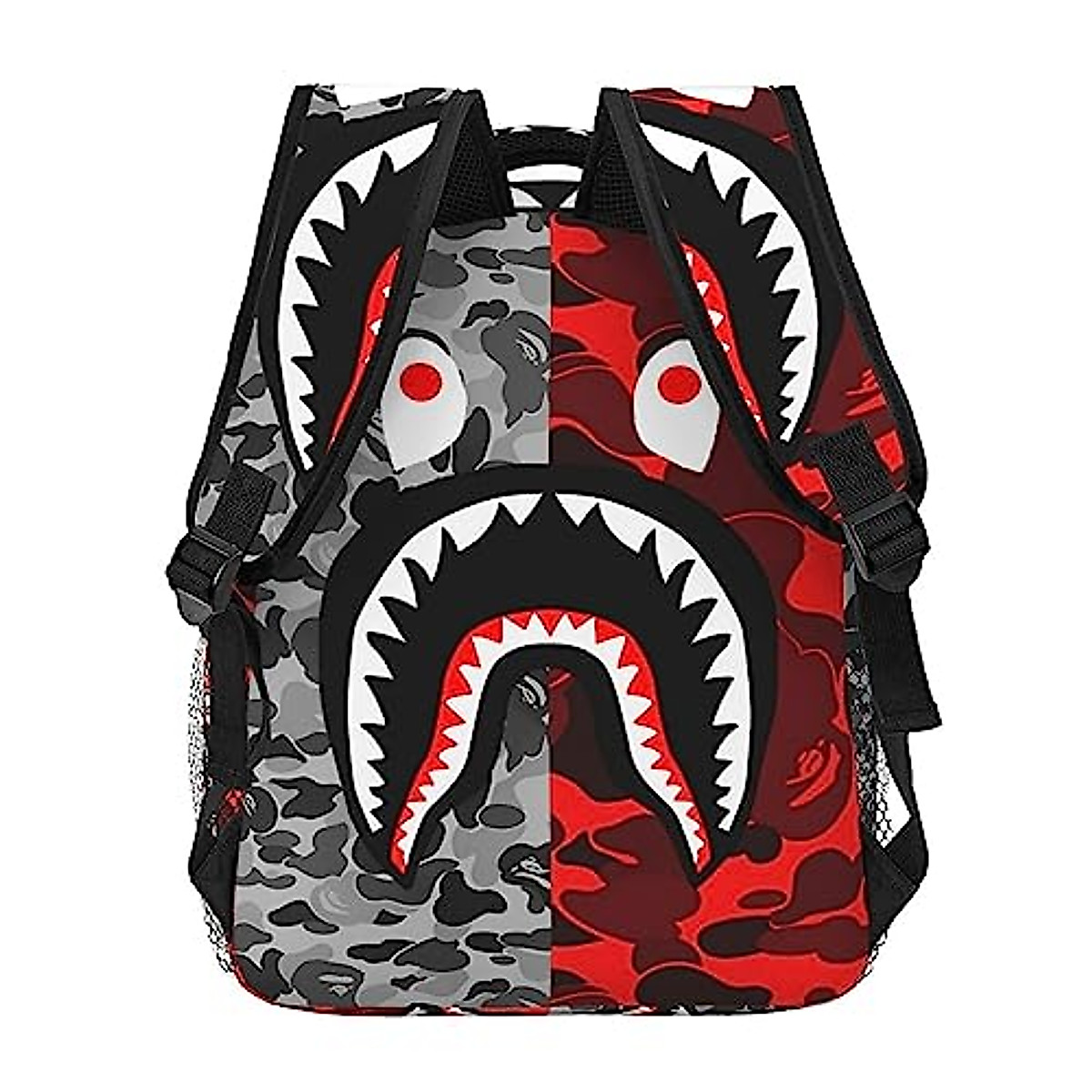 AIRPO Fashion Shark Teeth Camo Backpacks Camouflage 3D Print Big Capacity Computer Daypack Lightweight Multiple Backpack Travel Shoulders Bag For Women Men