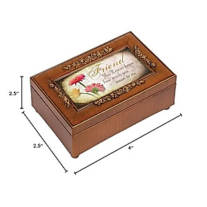 Cottage Garden Friend Woodgrain Embossed Petite Rose Music Box Plays What Friends are for
