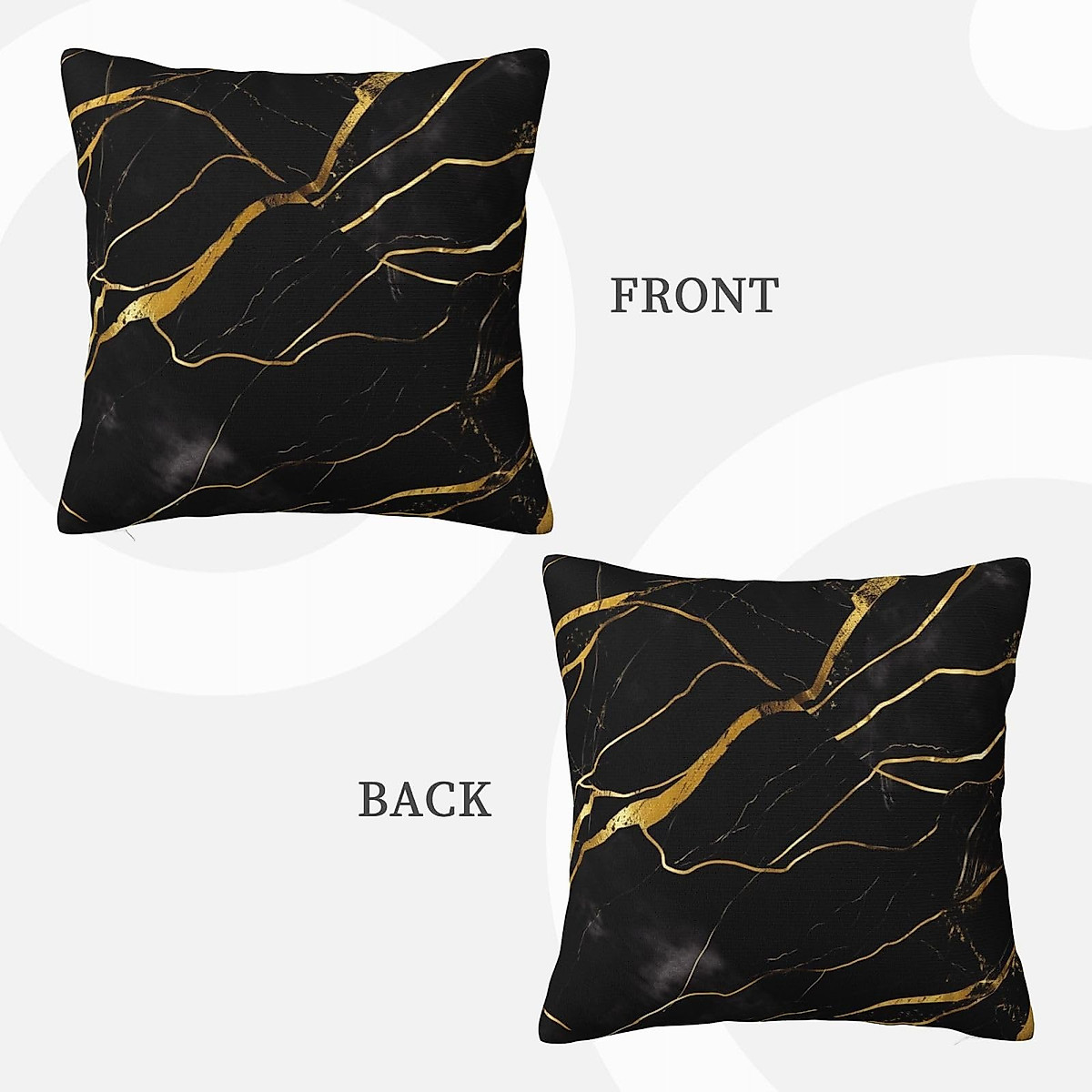 LZQPOEAS Decorative Throw Pillow Covers 22"x22" Square Pillow Covers for Sofa Black Gold Marble Texture Double Sided Throw Pillow Cases Soft Plush Decorative Cushion Cover for Living Room