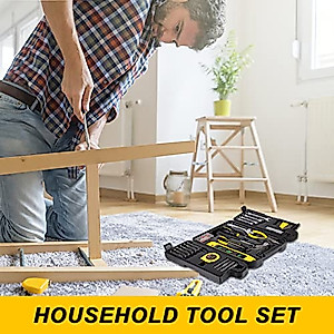 COMOWARE 130 Piece Tool Set, General Household Hand Tool Kit with Plastic Toolbox Storage Case