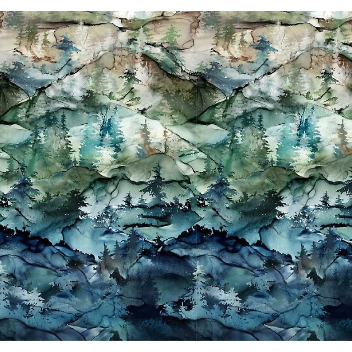 Northcott Northern Peaks Full Width Forest Ombre Blue/Multi, Fabric by The Yard