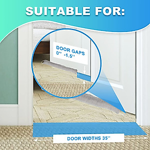 Upgraded Door Draft Stopper 35 inch- Weighted Under Door Noise Blocker Door Draft Stopper- Energy Saving Wheather Proof Strip Draft Guard for Doors and Windows with Hook Tape.