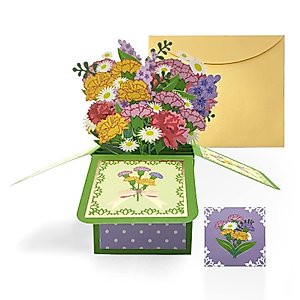 Roses Pop Up Cards Paper Flower Bouquet Card Box 3D Popup Flower Greeting Cards with Note Card and Envelope Fathers Day Card Birthday Cards for Women Wife Mother Birthday Gift Cards Thank You Cards