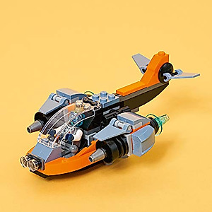 LEGO Creator 3 in 1 Cyber Drone Space Toys 31111, Mini Drone Toy Building Set with Cyber Mech and Scooter, Space Toy Gift for 6 Plus Year Old Kids, Boys & Girls