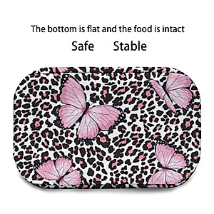 Pink Butterfly Leopard Lunch Bag, Lunch Box Portable Insulated Lunch Tote Bag, Thermal Cooler Bag for Women Work Outdoor