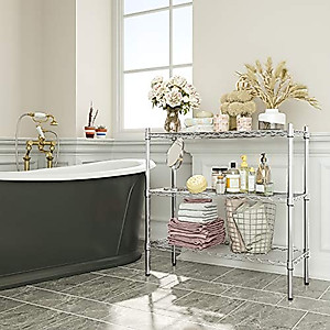 Auslar 3-Shelf Storage Wire Shelves Heavy Duty 3 Tiers Standing Shelving Units Adjustable Metal Organizer Wire Rack, Chrome