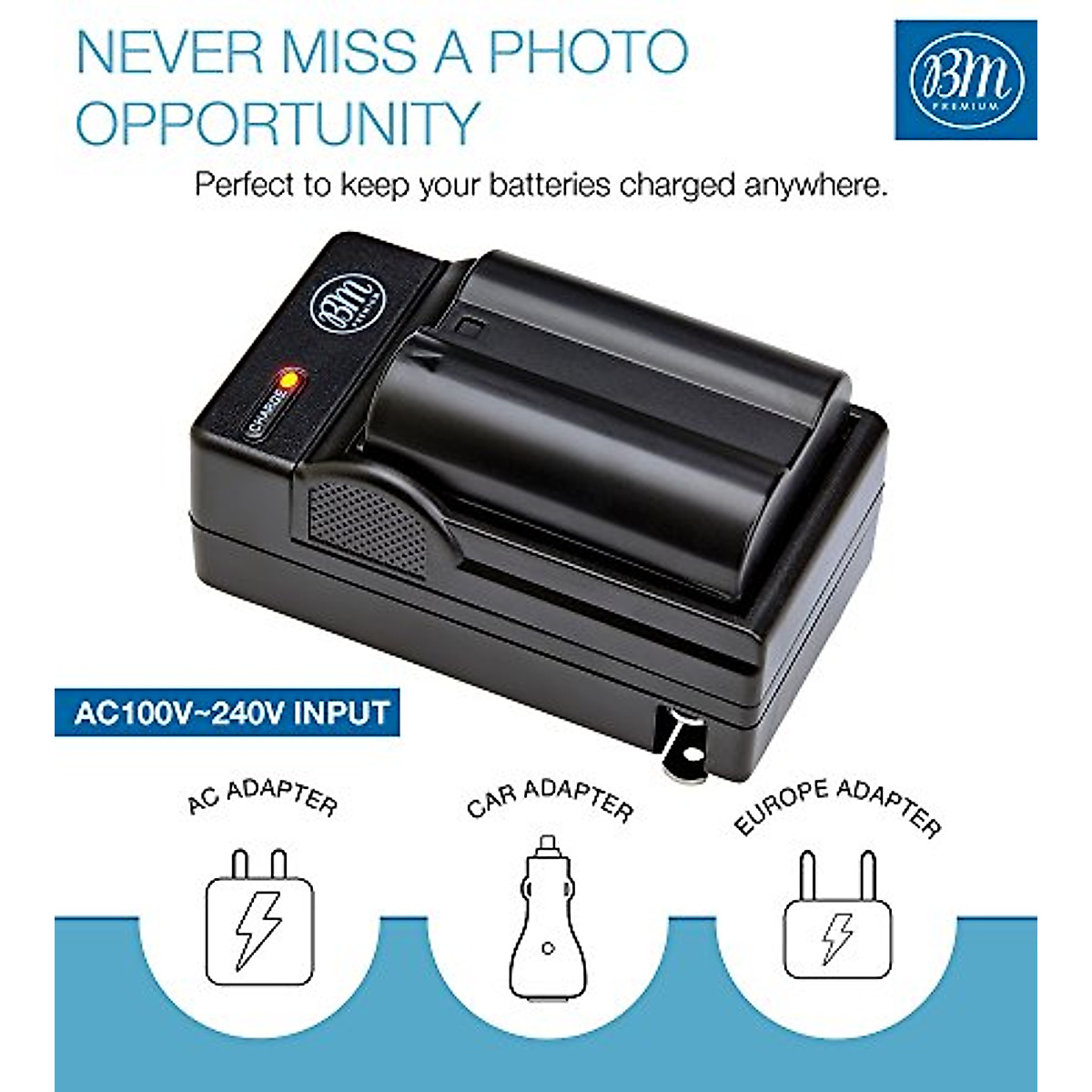 BM Premium EN-EL15B Battery and Battery Charger for Nikon Z6, Z7, D780, D850, D7500, 1 V1, D500, D600, D610, D750, D800, D800E, D810, D810A, D7000, D7100, D7200 Digital Cameras