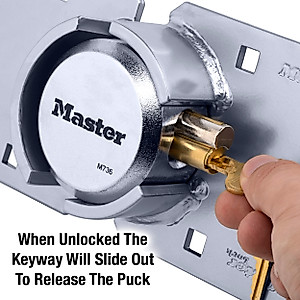Master Lock Puck Lock, Heavy Duty Hidden Shackle Lock and Hasp, Solid Steel Lock for Vans, M736XKAD