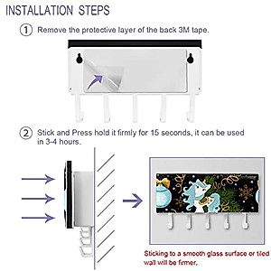 Christmas Unicorn Magical Floral Rack Organizer with 5 Hooks Wall Bathroom Kitchen Shelf Rack Multifunctional Storage Shelf