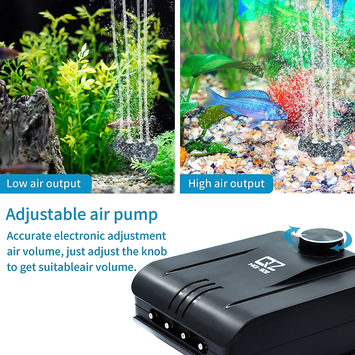 LAWNFUL Aquarium Air Pump with 4 Outlets (1.6L/min, Up to 400 Gallon), Quiet Fish Tank Air Pump with Adjustable Air Valve for Aquarium, Hydroponics, Fish Tank, Pond