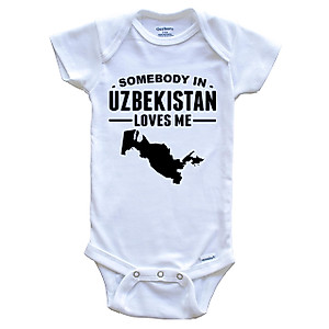 Somebody in Uzbekistan Loves Me One Piece Baby Bodysuit, 18 Months White