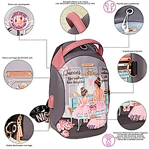 Nicole Lee Sling Backpack with USB Charging and Earphone Ports, Top Handle Travel School Crossbody Bag, Adjustable Strap (Double Queens)