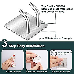 YasTant 4 Pcs Premium Heavy Duty Adhesive Hooks Wall Hangers for Bathroom, Self Stick Hooks for Hanging Heavy Duty, Self Adhesive Razor Holder for Shower Wall Inclined