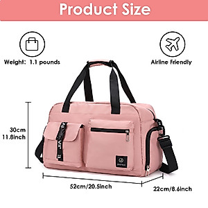 Small Travel Duffle bag Women men,Gym bags with Wet Pocket & Shoe Compartment, Workout Overnight Shopping Hospital Handbag,Lightweight Gear bag