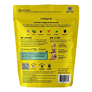 Chippin Plant-Based Spirulina Healthy Supplement & Dog Treat (5oz, 2-Pack) | Stop Grass Eating | Hypoallergenic, Chicken-Free Vegan Protein | Made in USA