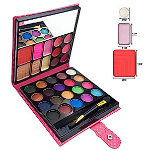 All in One Makeup Kit,Beauty Book Makeup Set With Eyeshadow Palette Lip Glosses Blushers Powder Concealer Mirror Brush,Professional Makeup Kit Set Gift for Women Girls,Beginners,Teens,32 Colors(Rosy)