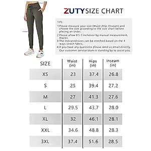 ZUTY Women's High Waisted Fleece Lined Joggers Water Resistant Sweatpants Hiking Running Winter Thermal Pants with Pockets Black M