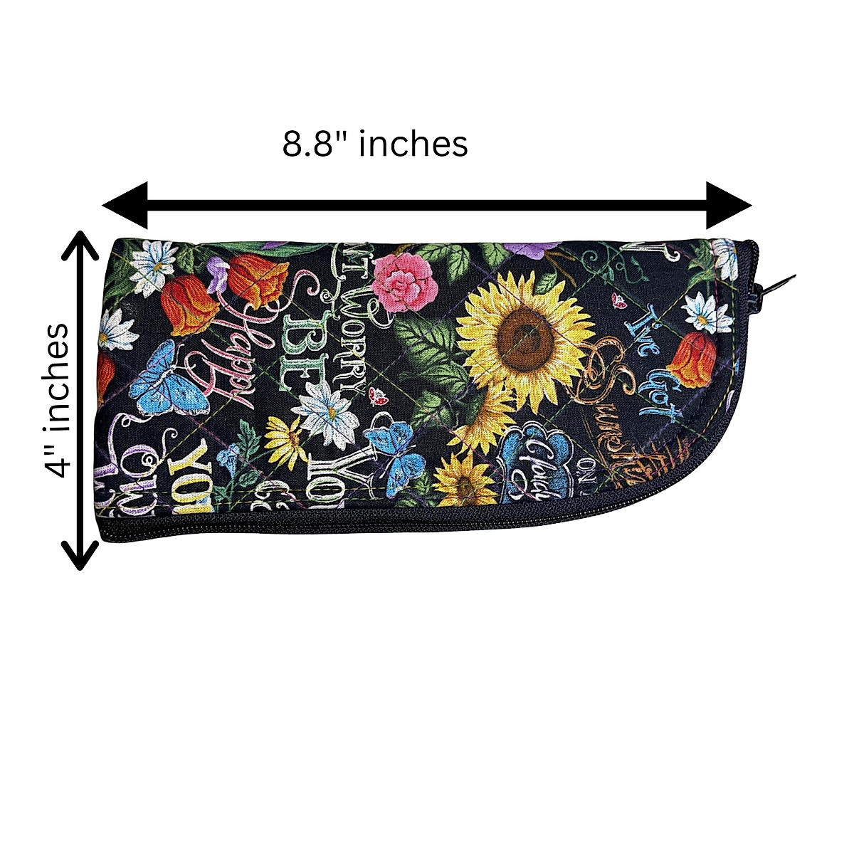 Floral Sunglasses case with zipper closure, Eye Glasses pouch, Gift for her, Quilted Glasses Case, Sunglasses Sleeve, Eyeglasses holder (Sunshine Floral)