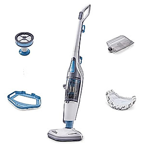 BLACK+DECKER Mop & Upright Dry Washable HEPA Filter, Powerful 1,000 Steam Boiler & 500 Watt Vacuum, Corded for Unlimited Runtime, White (BDXSMV190G)