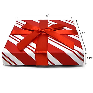 Christmas Card Gift Box Holder with Bows Pack of 6 Red & White Candy Cane Stripe Holiday Gifts Greeting Cards Present Wrap Square Boxes Cash Money Holders Party Favor Decor for Xmas Party Decorations