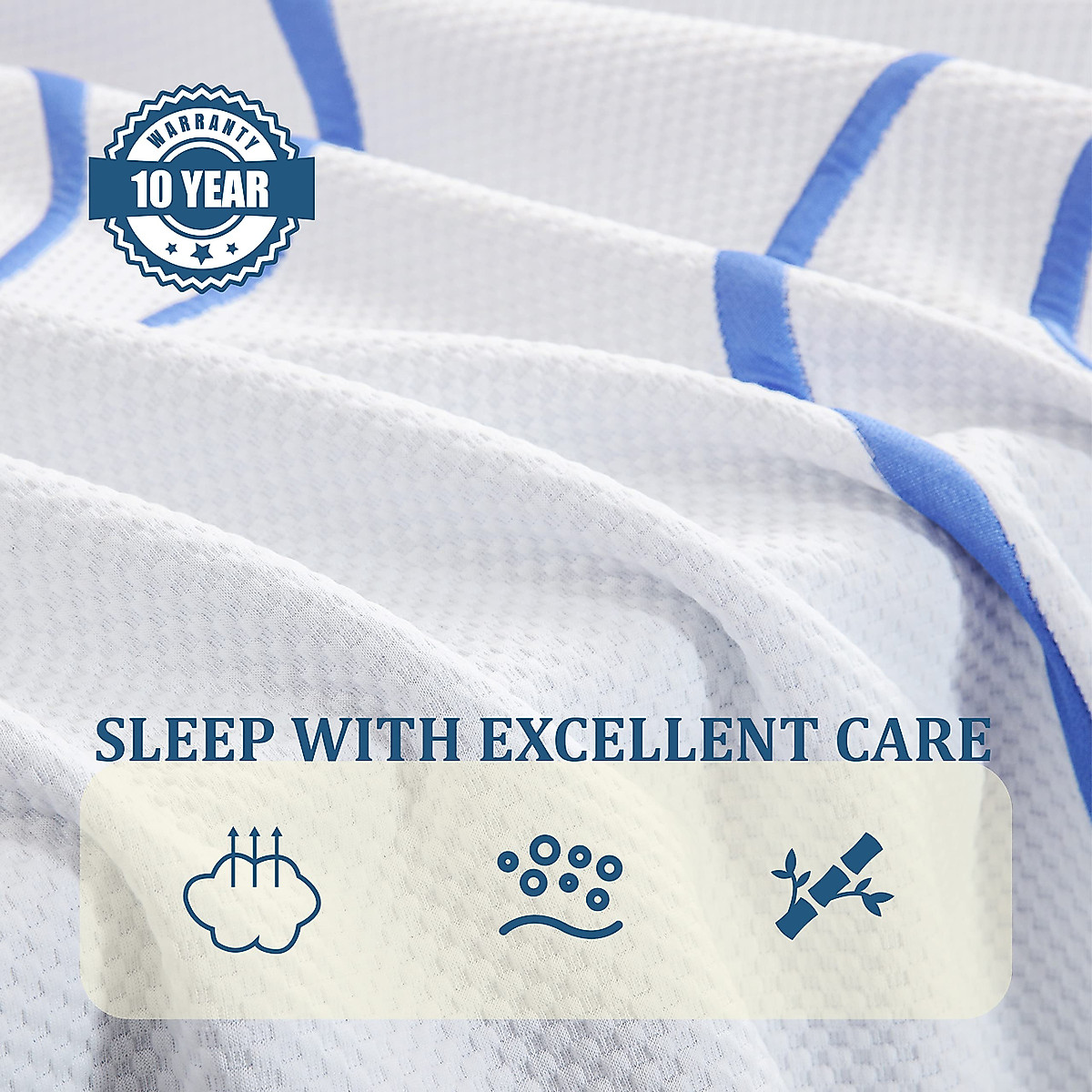 EGOHOME 8 Inch Twin XL Mattress, Charcoal Gel Cooling Memory Foam Mattress in a Box, Medium Fiberglass Free Mattress Made in USA, CertiPUR-US Certified, Blue