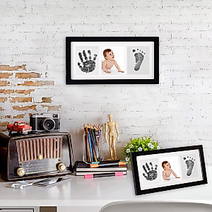 Baby Ink Hand and Footprint Kit, Newborn Handprint Photo Frame Kit with 2 Clean-Touch Ink Pad, Gender-Neutral Baby Keepsake, Baby Foot and Hand Mold Kit, Baby Nursery Décor for New and Expecting