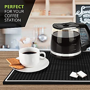 Bar Mat Counter Top - 17.7 x 11.8 inch, Black Waterproof, Non-Slip, Non-Toxic, Heavy Duty Rubber, Easy to Clean, Perfect for Bars & Restaurants, Premium Quality - Knot and Style (Premium)
