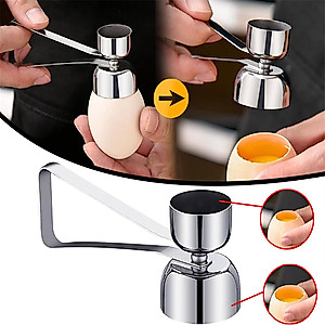 NuoYa 1 Pcs double head two-in-one stainless steel  opener Metal Egg Scissors 304 Stainless Steel Topper Shell Cutter Opener Boiled Raw Egg Open Creative Kitchen Tool eggshell opener